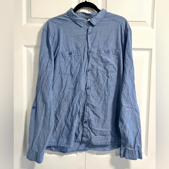 H&M | Shirts | Mens Denim Colored Button Down | Poshmark